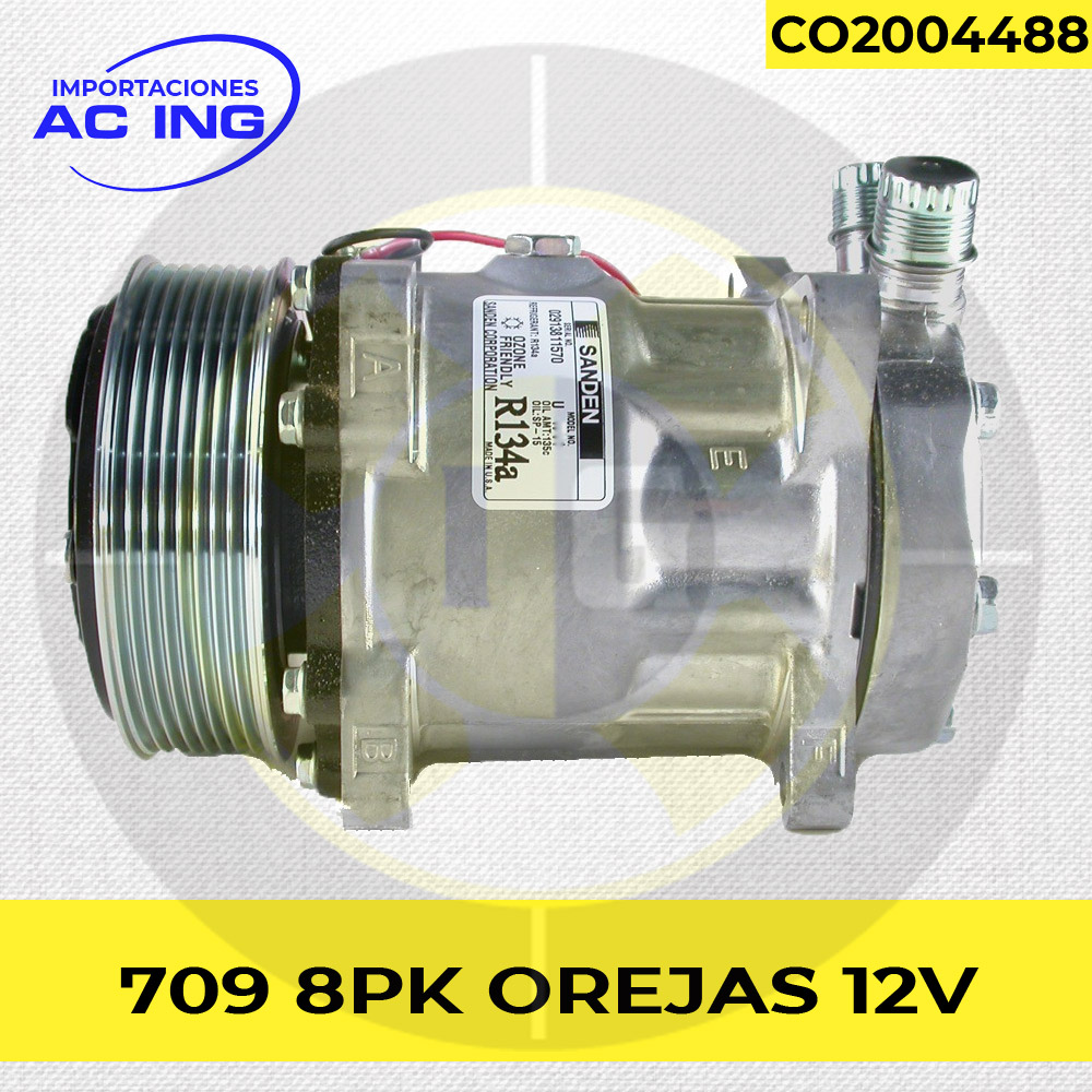 COMPRESOR 709 8PK OREJAS 12V TAPA ORING SANDEN REF CO2004488 – IMPORTACIONES AC ING